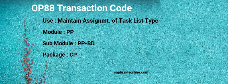 OP88 SAP Tcode For Maintain Assignmt Of Task List Type
